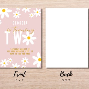 Editable Turning Two Birthday Invitation Daisy Birthday Invitation ...