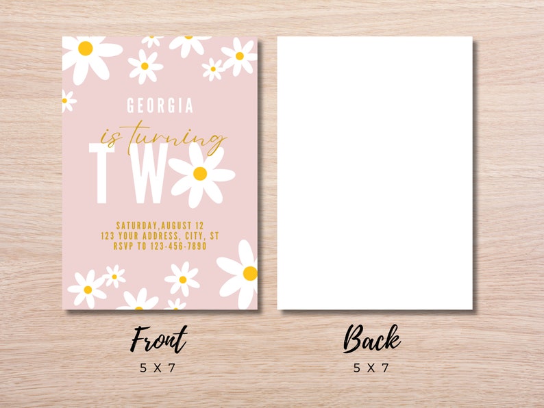 Editable Turning Two Birthday Invitation | Daisy Birthday Invitation ...