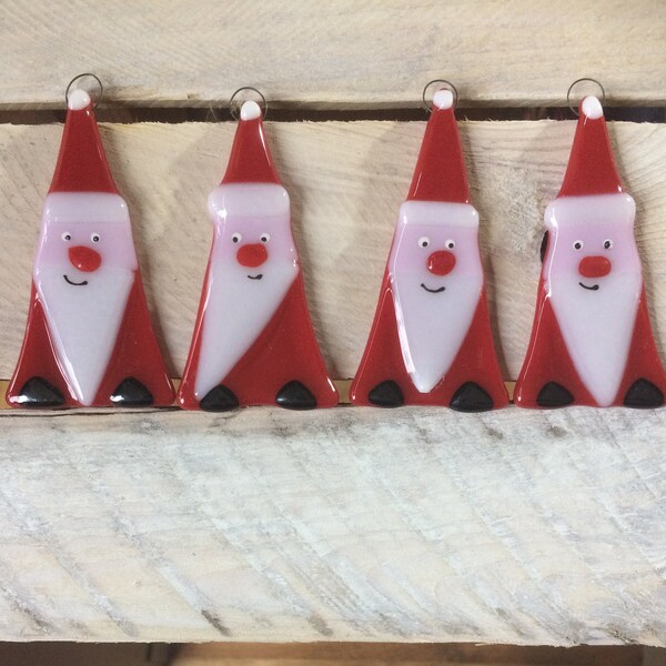 Fused Glass Santa Ornament - Etsy
