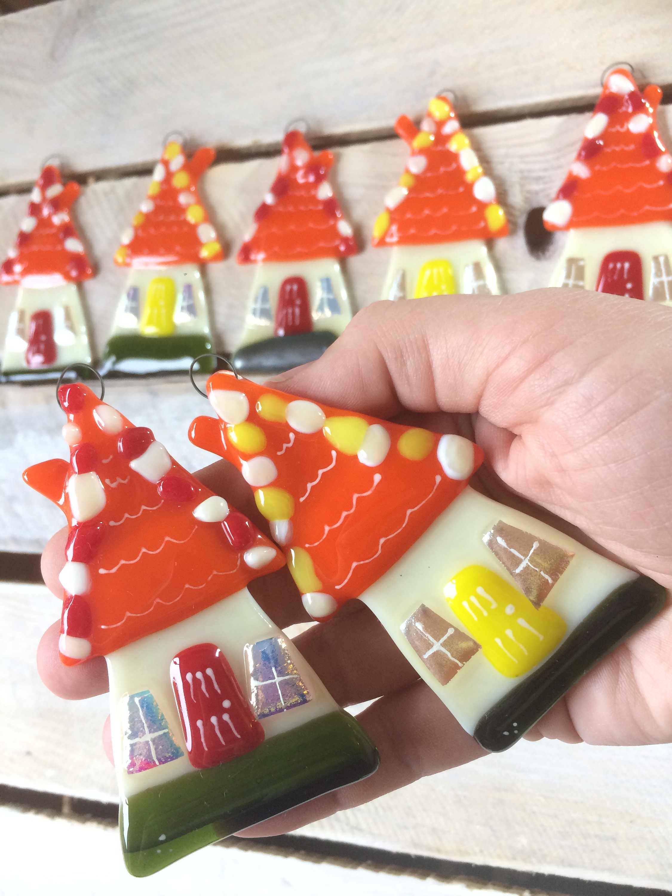 1 Cute Gingerbread House Handmade Glass Christmas Decoration - Etsy