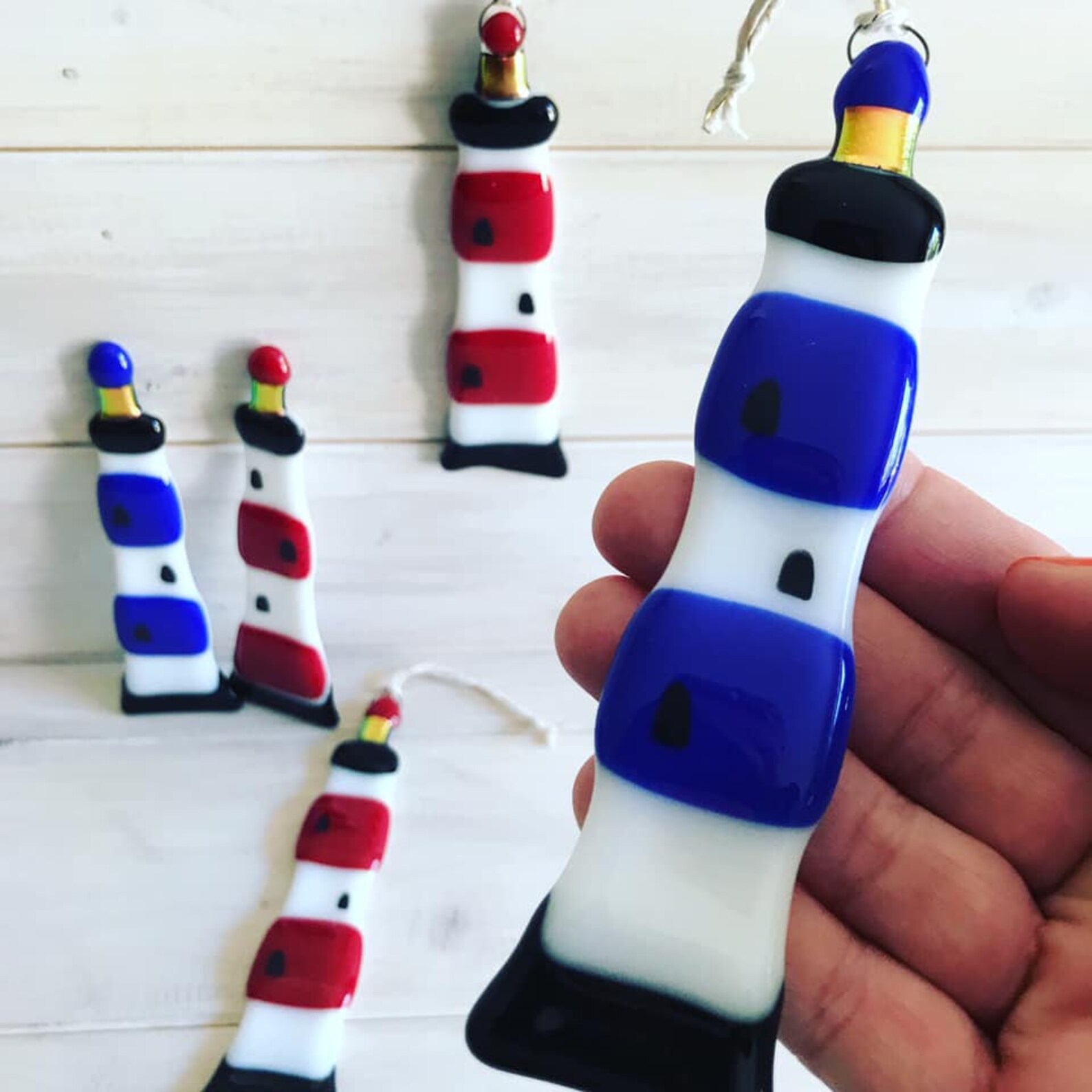 1 Cute Lighthouse Gift Handmade Glass Decoration Nautical - Etsy