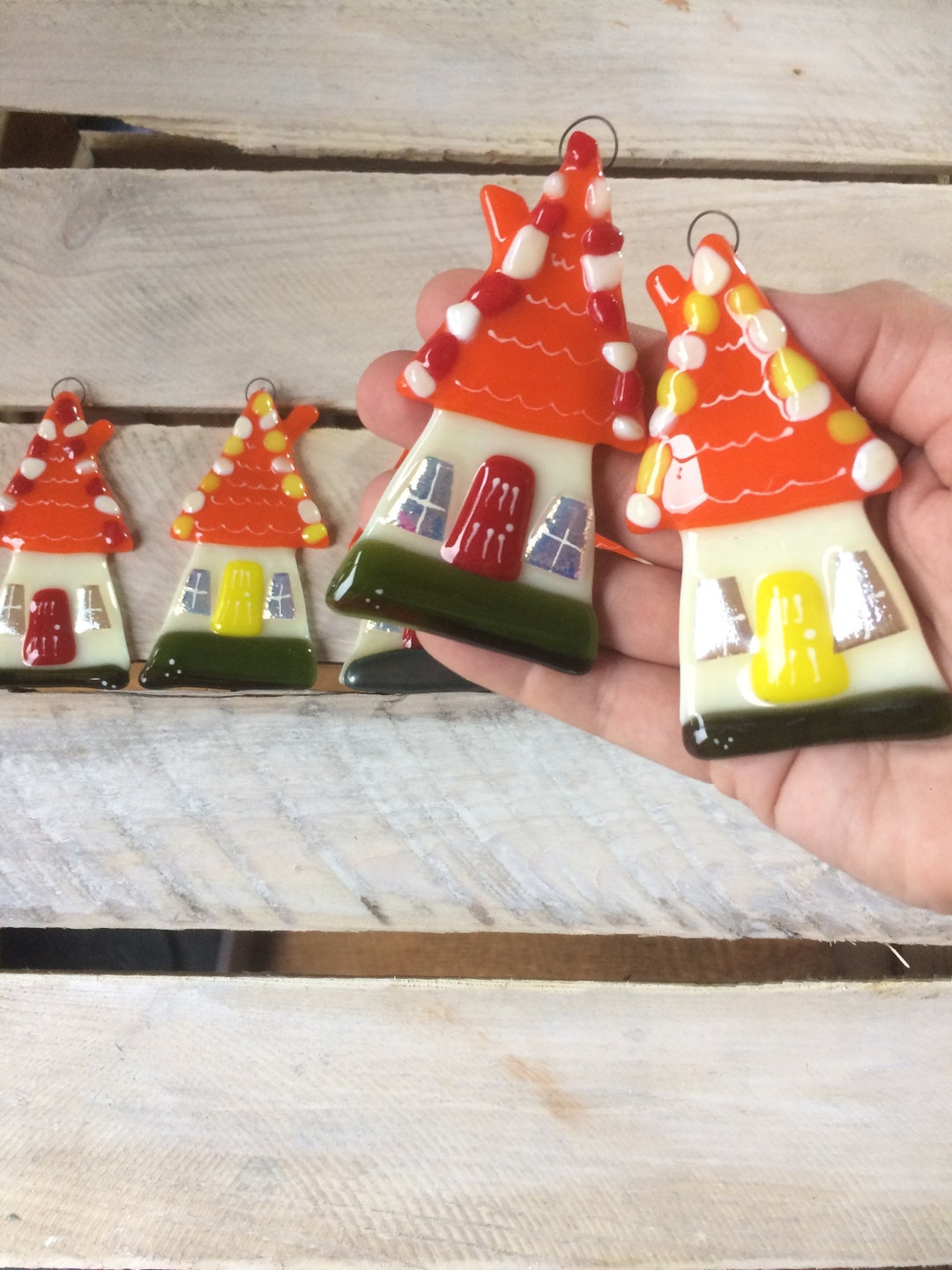 1 Cute Gingerbread House Handmade Glass Christmas Decoration - Etsy