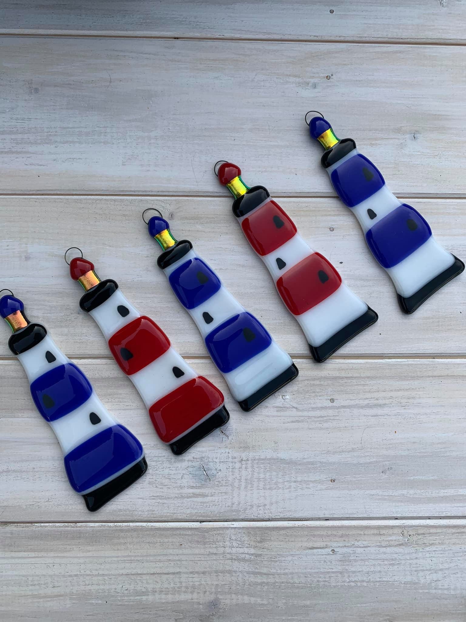 1 Cute Lighthouse Gift Handmade Glass Decoration Nautical - Etsy