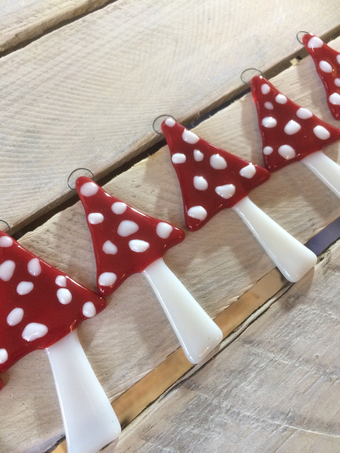 1 Cute Christmas Toadstool Fused Glass Handmade Decoration - Etsy