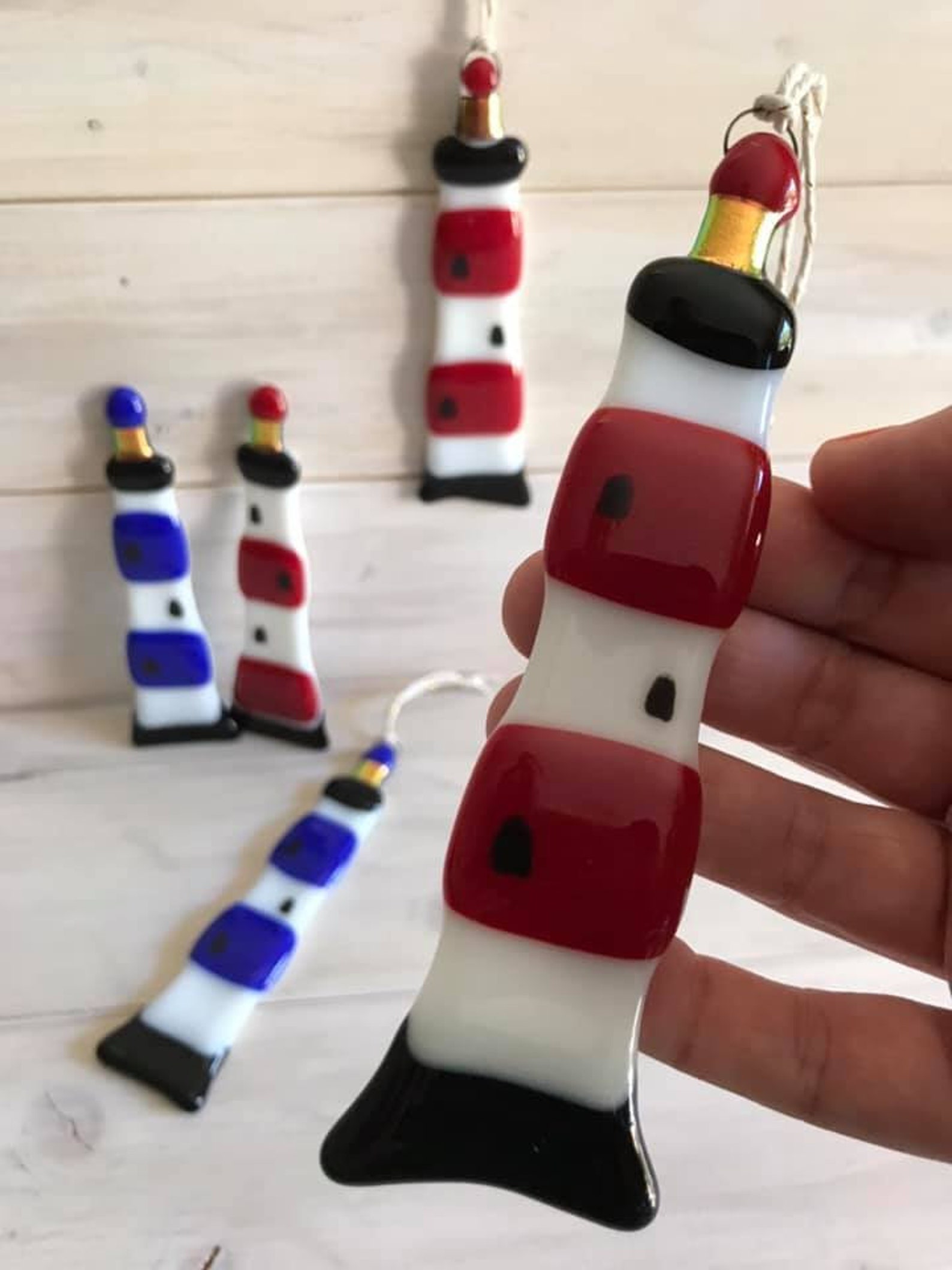 1 Cute Lighthouse Gift Handmade Glass Decoration Nautical - Etsy