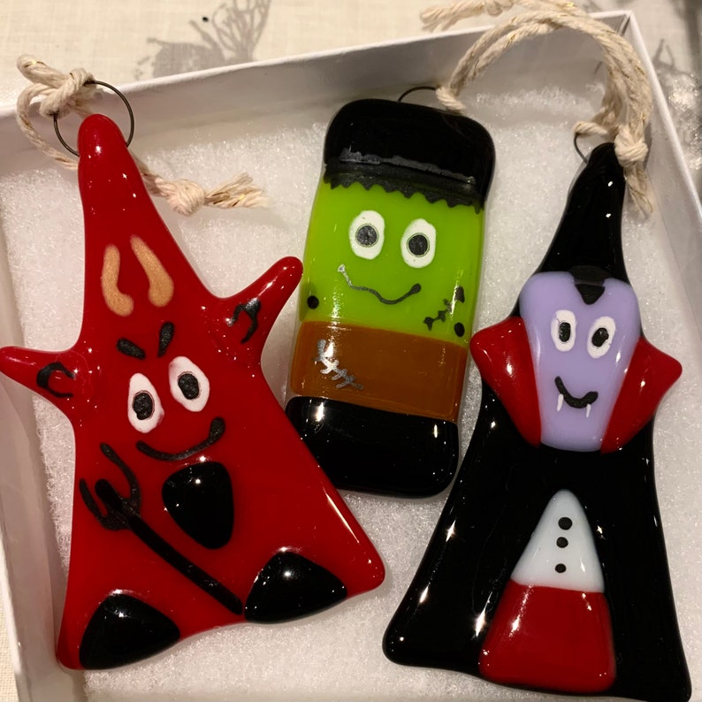 3 Mix N Match Cute Halloween Ornaments Witch, Ghost, Pumpkin, Frankie ...