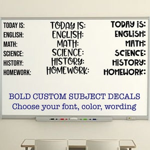 Custom Subject Whiteboard Labels - Classroom Subject Stickers - Subject ...