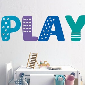 Multicolored Play Decal Playroom Wall Decal Play Wall Decal Custom ...