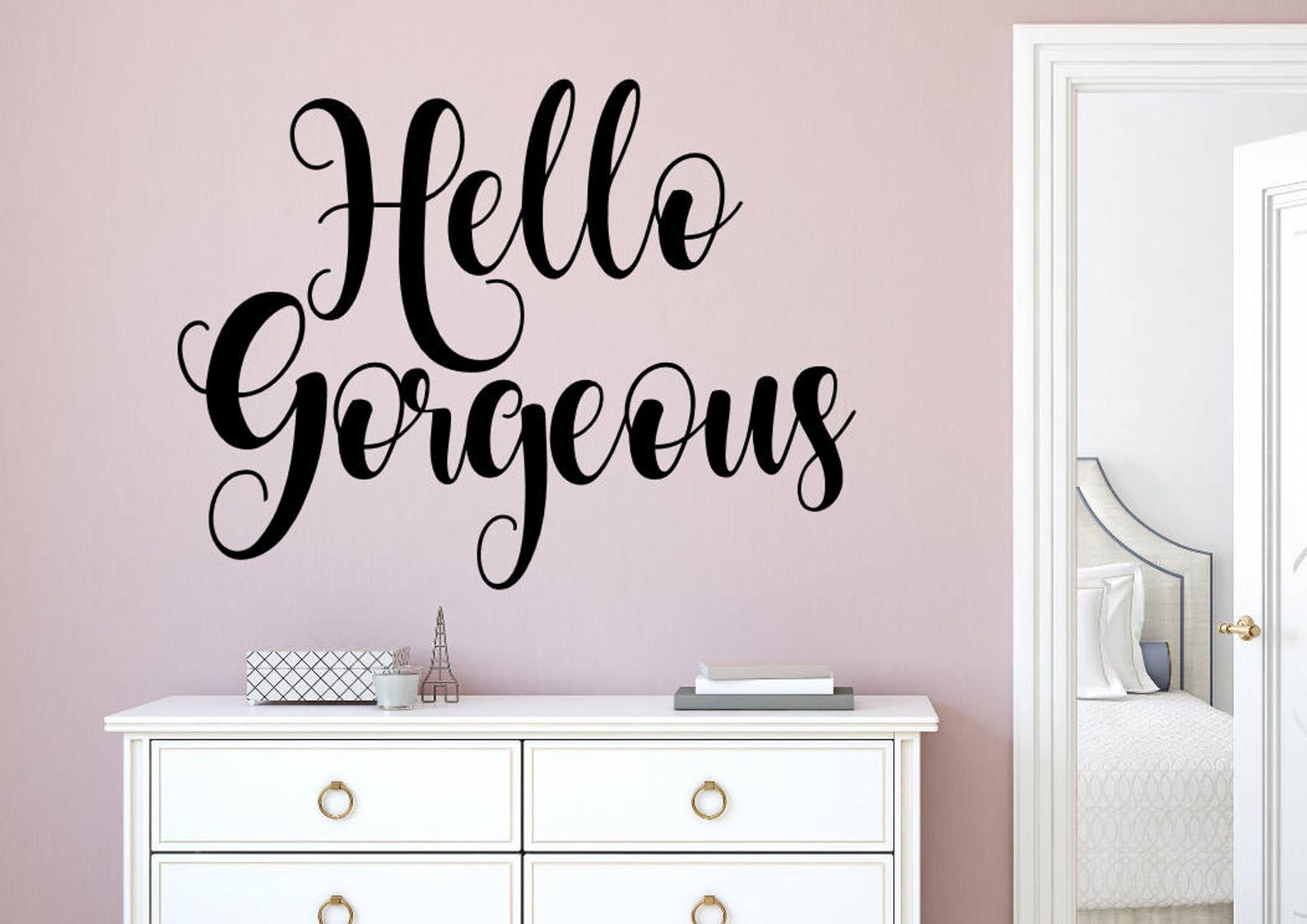 Hello Gorgeous Wall Decal Hello Gorgeous Wall Decor Hello - Etsy