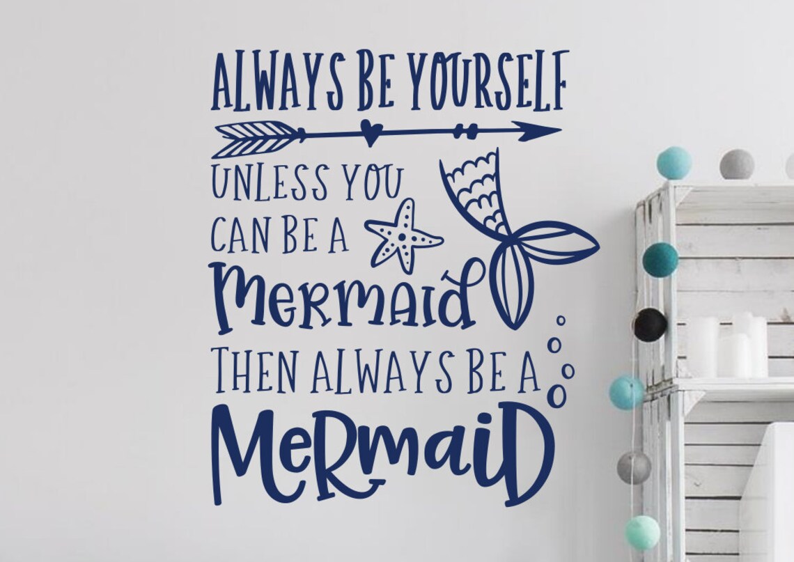 Mermaid wall decal Mermaid vinyl decal Girls wall decal | Etsy