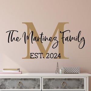 Last Name Monogram Wall Decal- Custom Last Name Decal- Custom Family ...