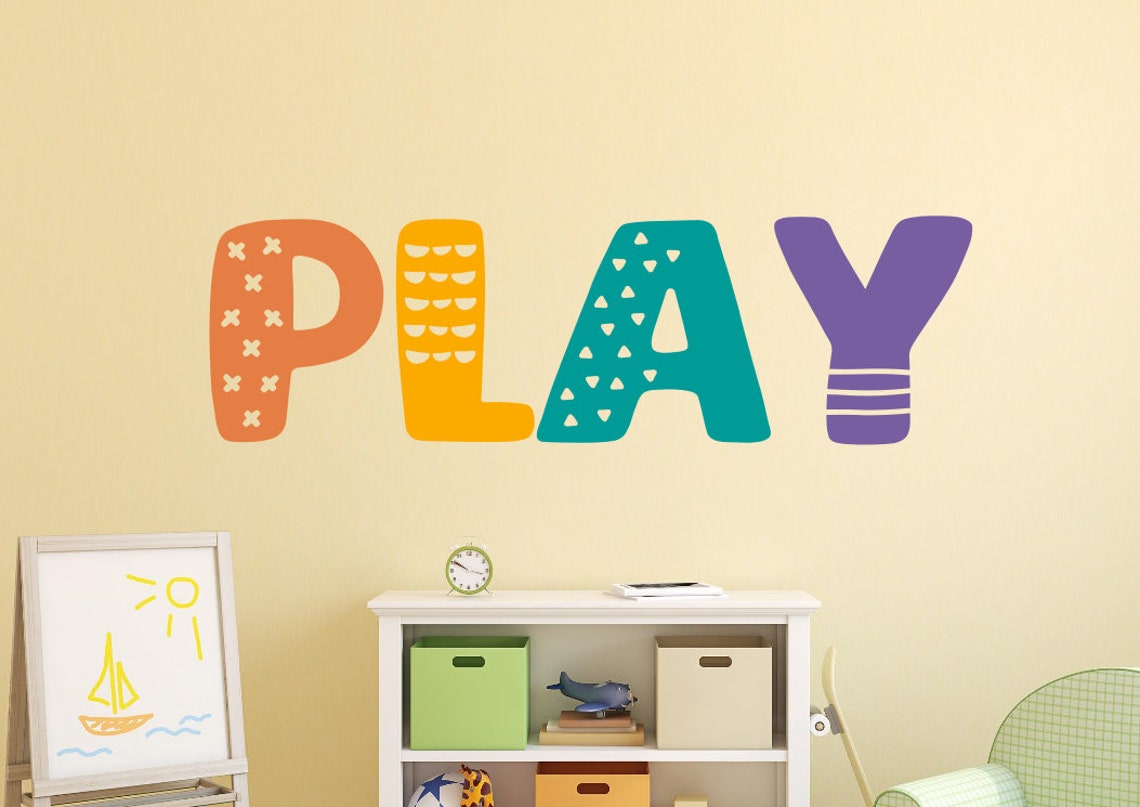 Multicolored Play Decal - Playroom Wall Decal - Play Wall Decal ...