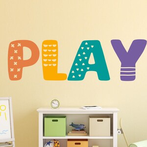 Multicolored Play Decal - Playroom Wall Decal - Play Wall Decal ...