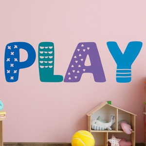 Multicolored Play Decal - Playroom Wall Decal - Play Wall Decal ...