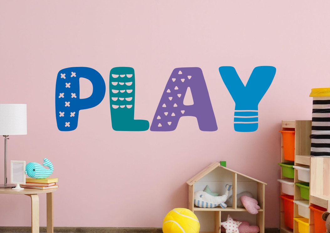 Multicolored Play Decal - Playroom Wall Decal - Play Wall Decal ...