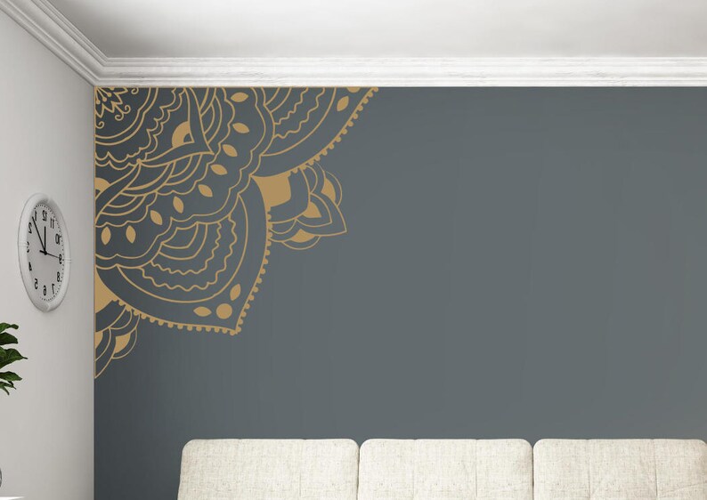Quarter Mandala Wall Decal, Mandala Vinyl Decal, Quarter Mandala Wall ...