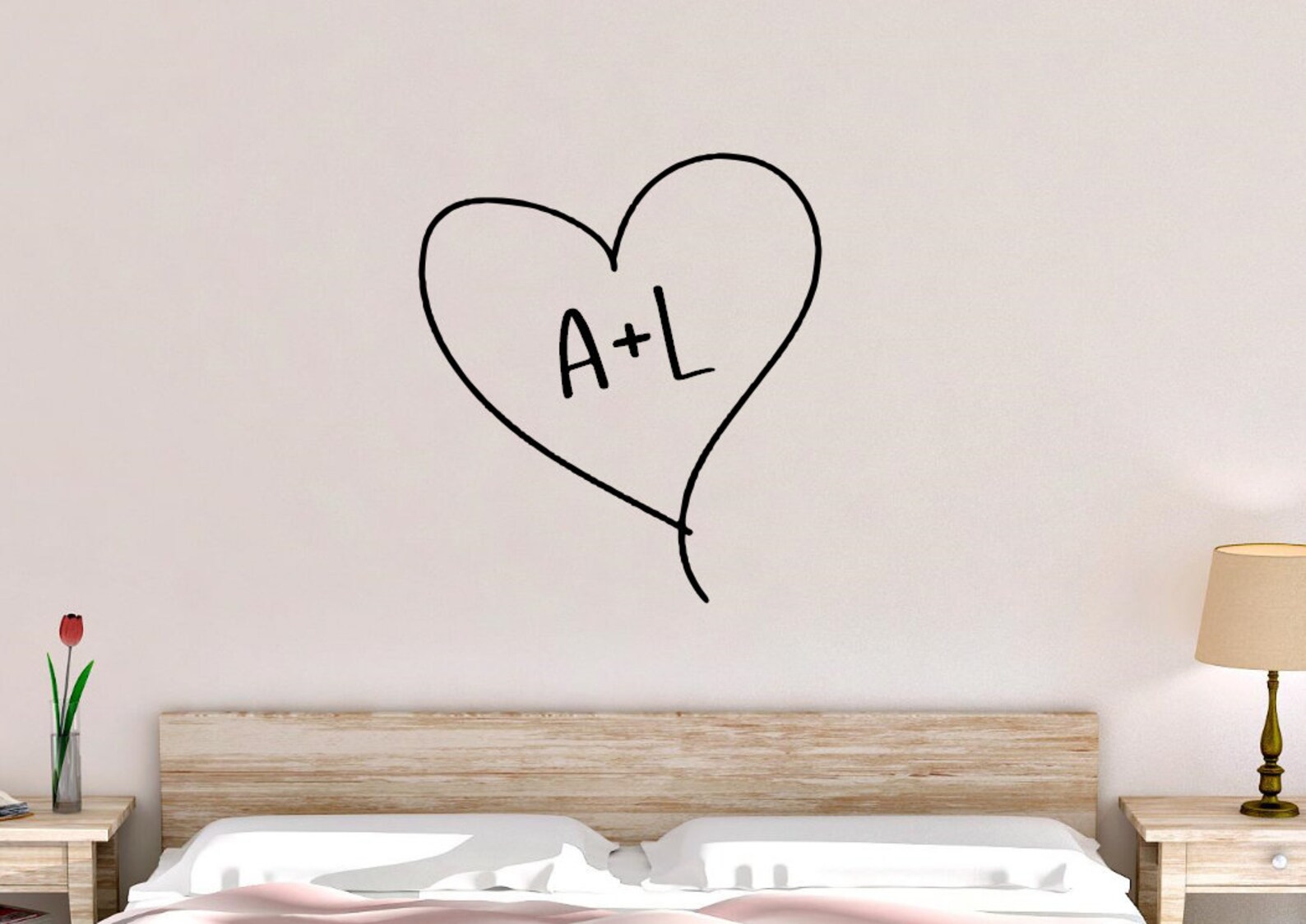 Heart With Initial Decal Initial Decal for Wall Heart With - Etsy