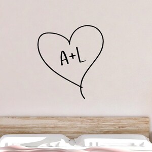 Heart With Initial Decal - Initial Decal for Wall - Heart With Initials ...
