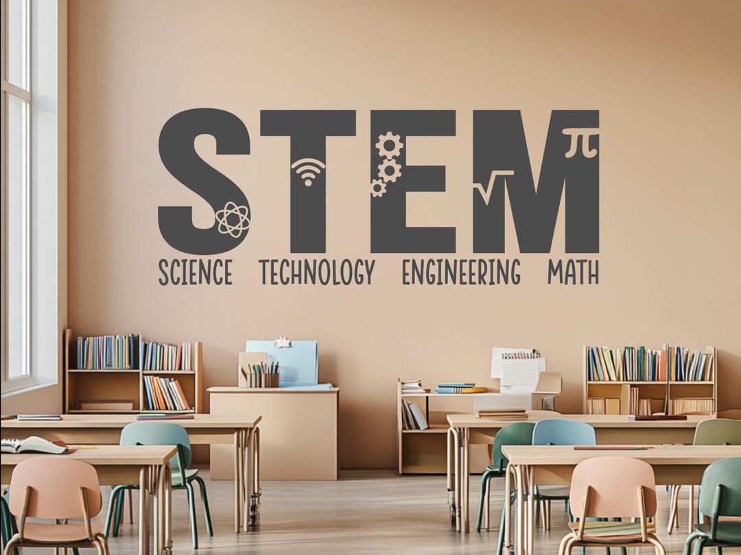 STEM Wall Decal: Science, Technology, Engineering, Math Classroom Decor ...