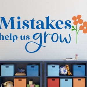 Mistakes Help Us Grow Decal - Classroom Wall Decal - Growth Mindset ...