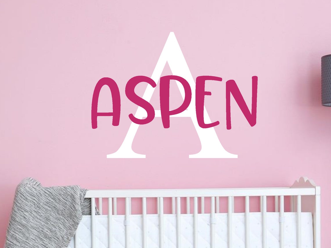 Custom Name Wall Decal- Name and Letter Wall Decal- Cute Font Name ...