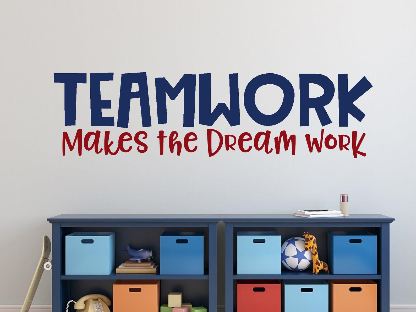 Teamwork Wall Decal - Teamwork Makes the Dream Work - Teamwork Decal ...
