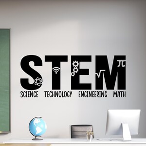 STEM Wall Decal: Science, Technology, Engineering, Math Classroom Decor ...