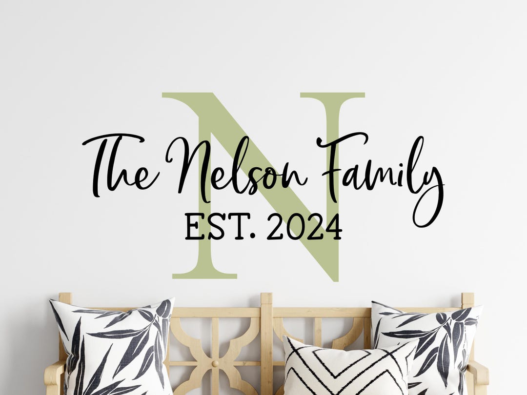 Last Name Monogram Wall Decal- Custom Last Name Decal- Custom Family ...