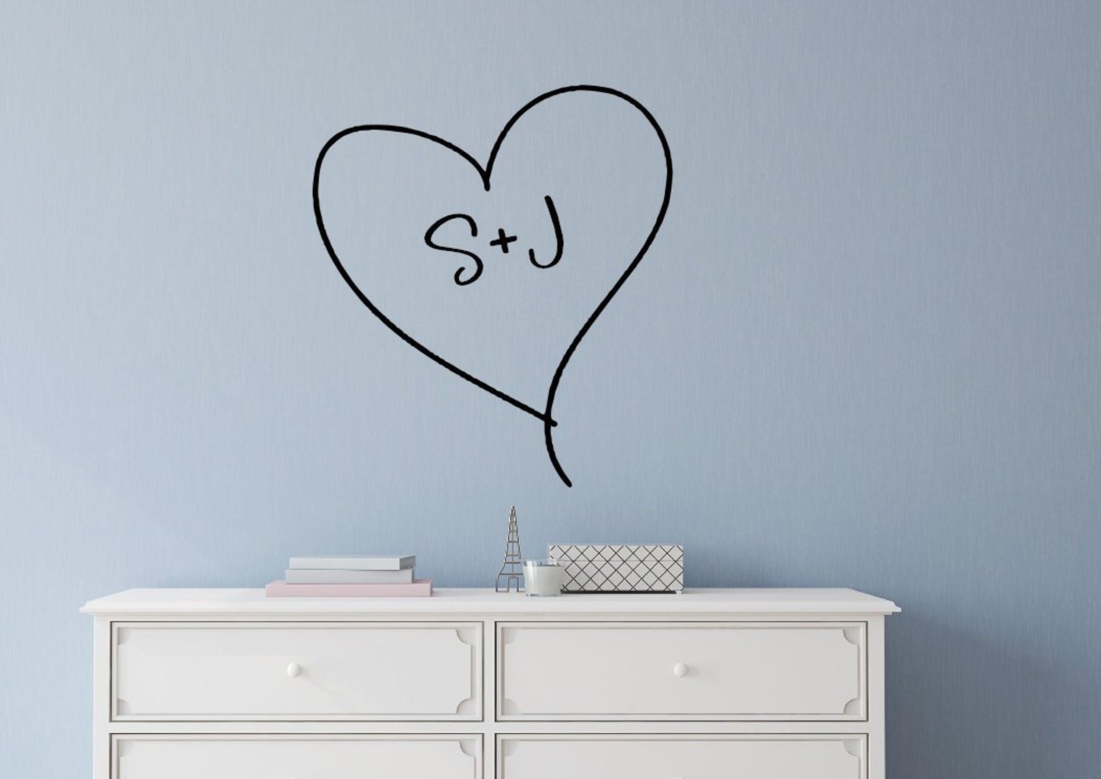 Heart With Initial Decal - Initial Decal for Wall - Heart With Initials ...