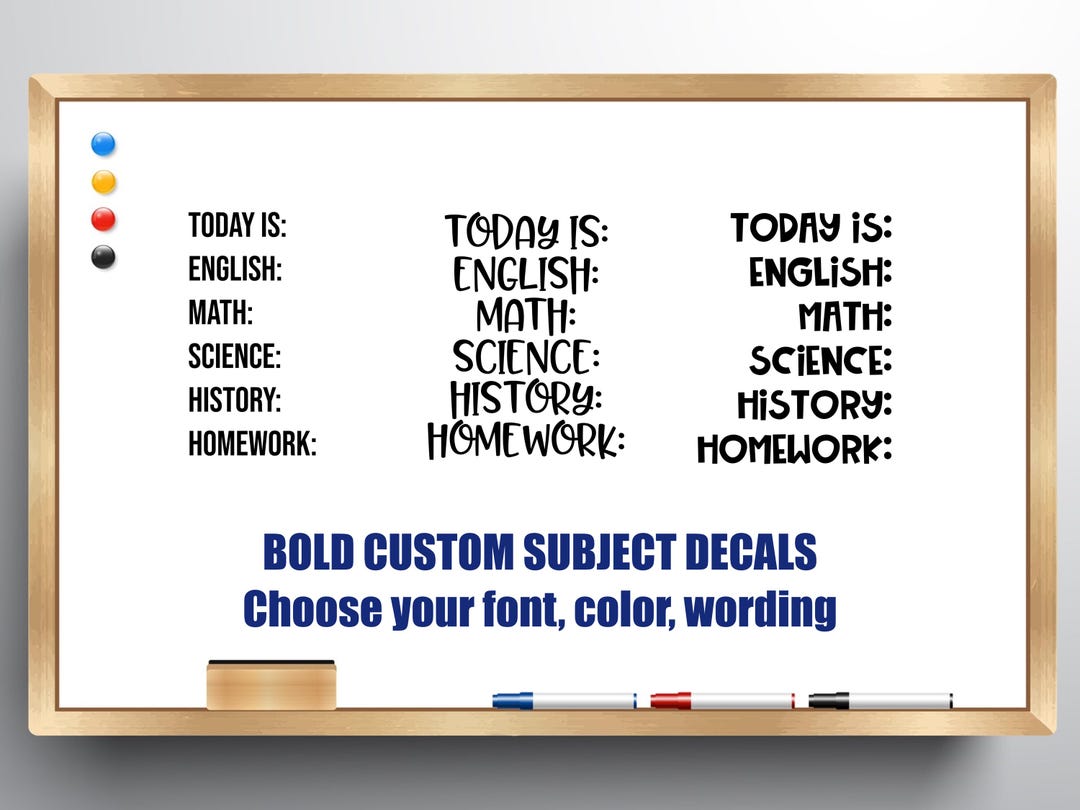 Custom Subject Whiteboard Labels - Classroom Subject Stickers - Subject ...