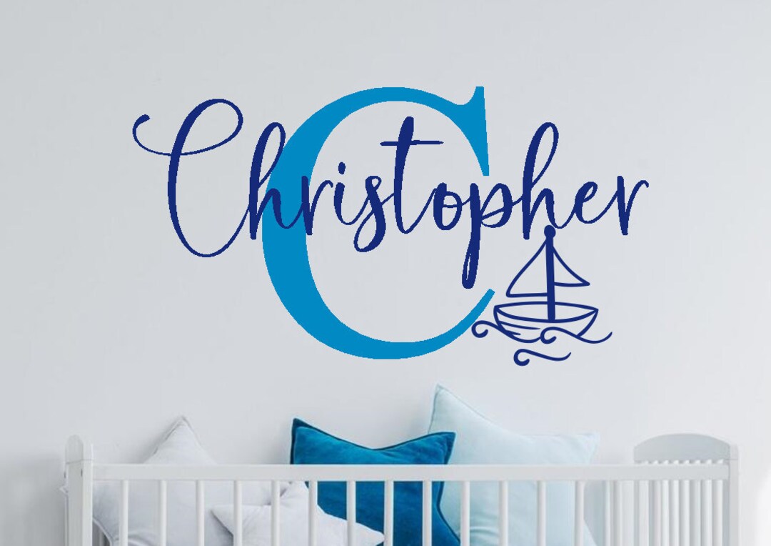 Nautical Name Decal- Nautical Nursery Decal- Nautical Baby Name ...