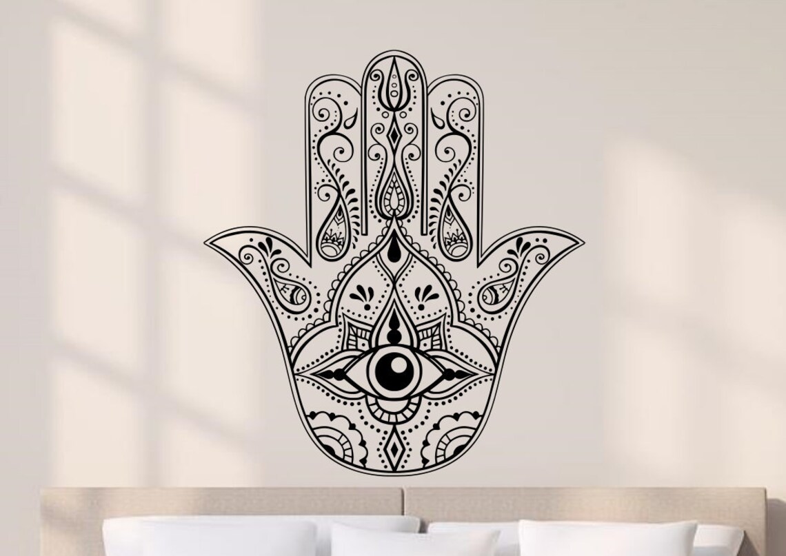 Hamsa Wall Decal- Hamsa Vinyl Decal- Hamsa Wall Art- Hand of Fatima ...