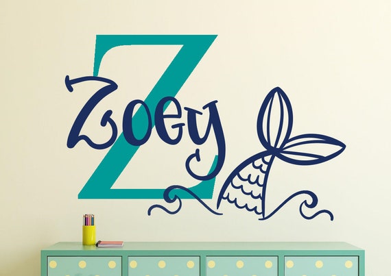 Mermaid Name Decal Mermaid Wall Decal Mermaid Name Decor | Etsy
