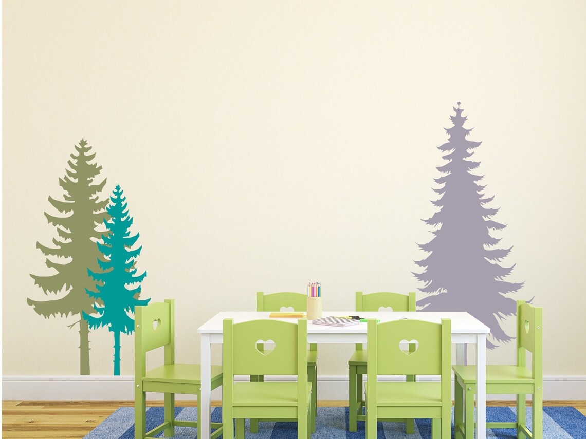 Large Tree Wall Decals - 3 Trees Decals - Forest Wall Decals - Forest ...