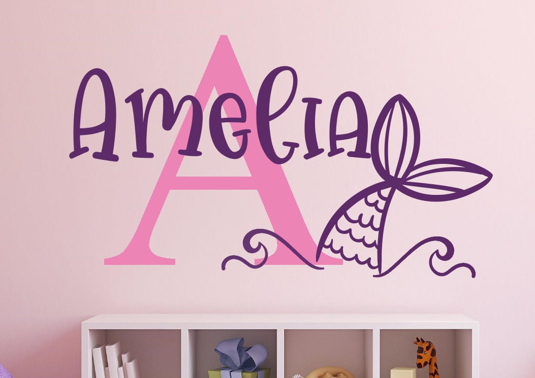 Mermaid Name Decal Mermaid Wall Decal Mermaid Name Decor | Etsy