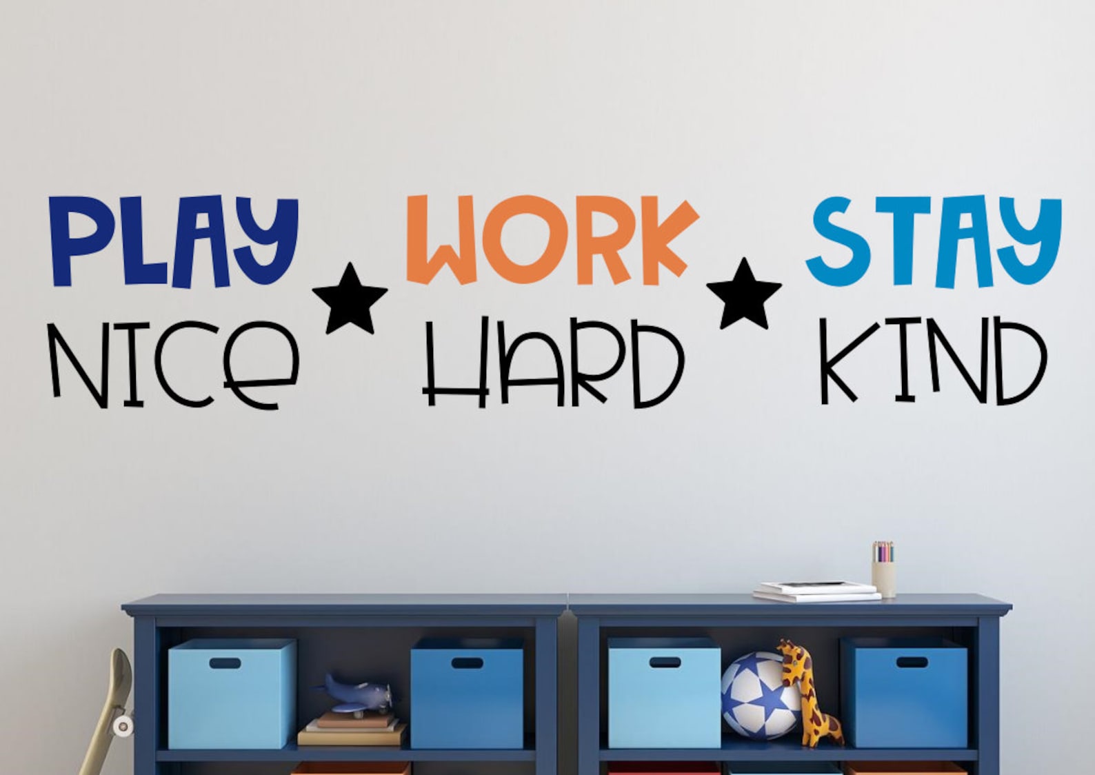 Play Nice Work Hard Stay Kind - Classroom Decal - Kids Room Decal ...
