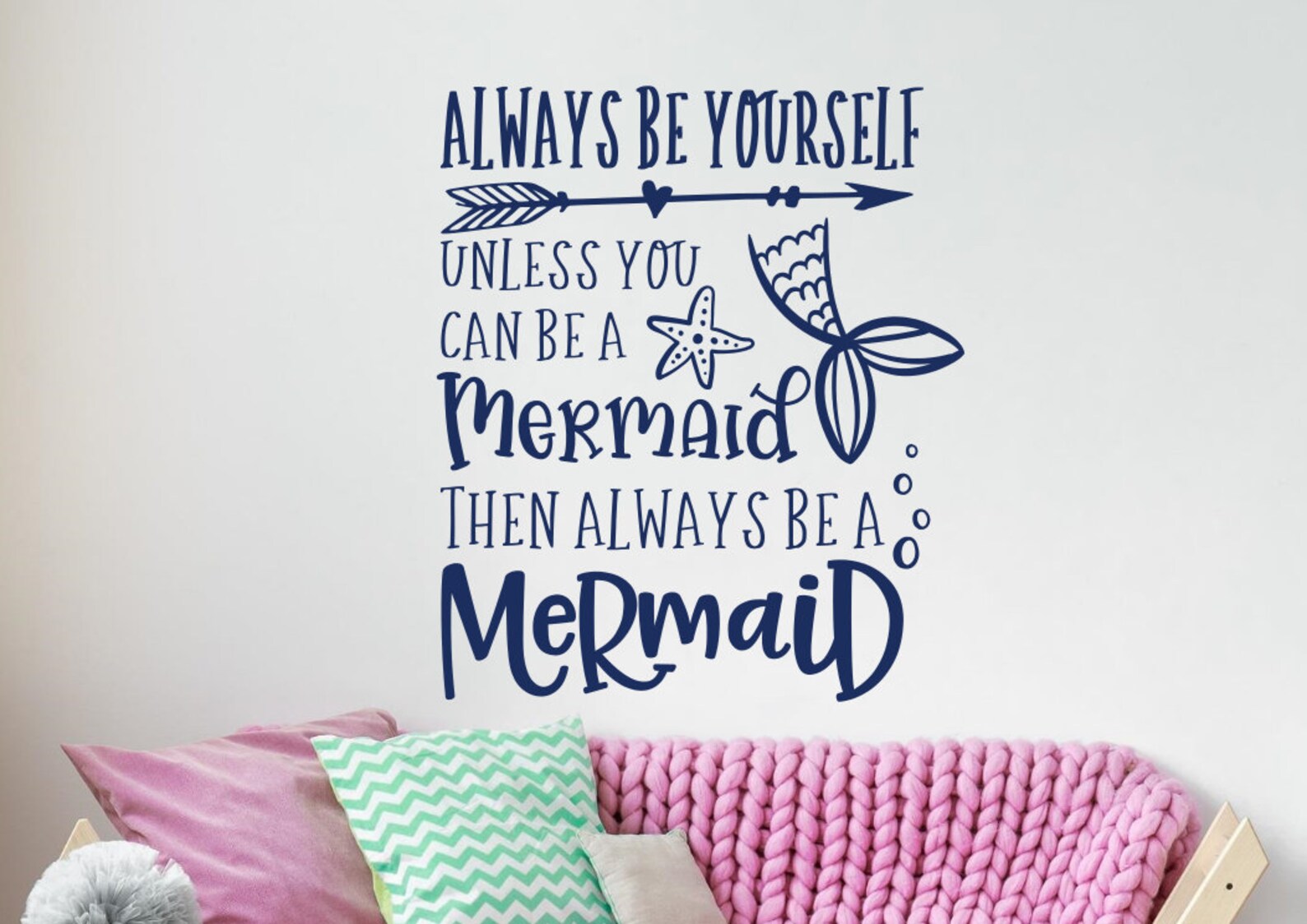 Mermaid wall decal Mermaid vinyl decal Girls wall decal | Etsy