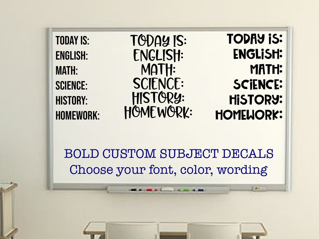 Custom Subject Whiteboard Labels Classroom Subject Stickers Subject ...