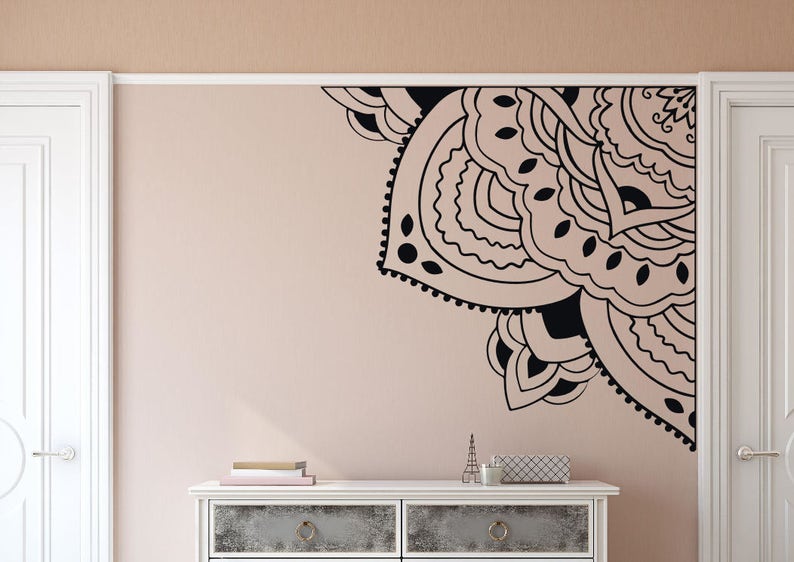 Quarter Mandala Wall Decal, Mandala Vinyl Decal, Quarter Mandala Wall ...