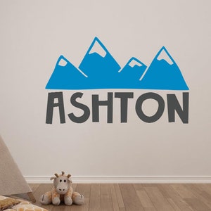 Nursery Name Decal Mountain- Nursery Mountain Wall Decal- Mountain Name ...