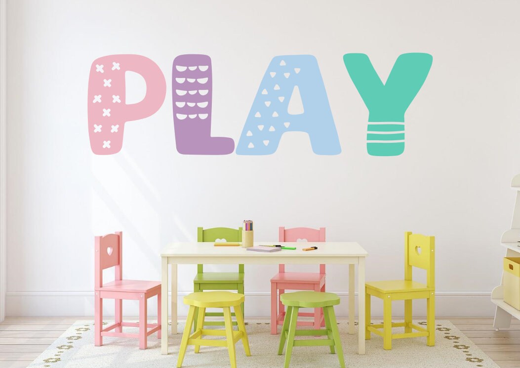 Multicolored Play Decal - Playroom Wall Decal - Play Wall Decal ...