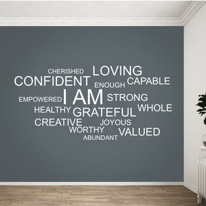 I Am Affirmation Decal - Positive Word Collage Decal - Positive ...