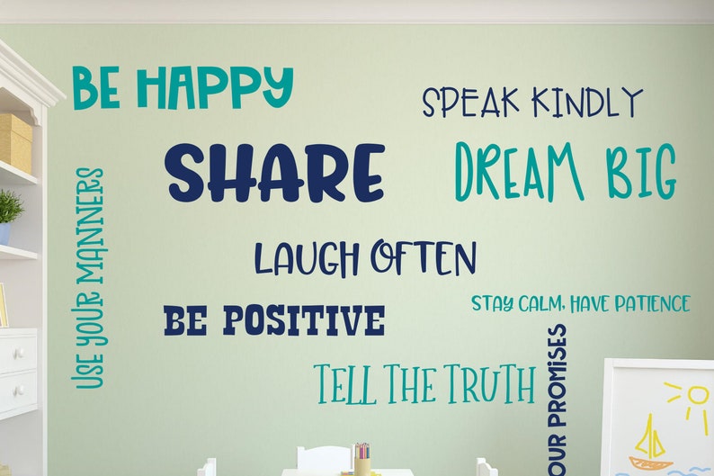 Word Collage Kids Word Collage Wall Decal Classroom Rules - Etsy