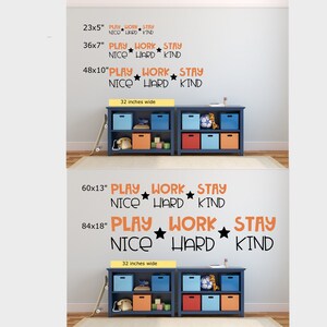 Play Nice Work Hard Stay Kind - Classroom Decal - Kids Room Decal ...