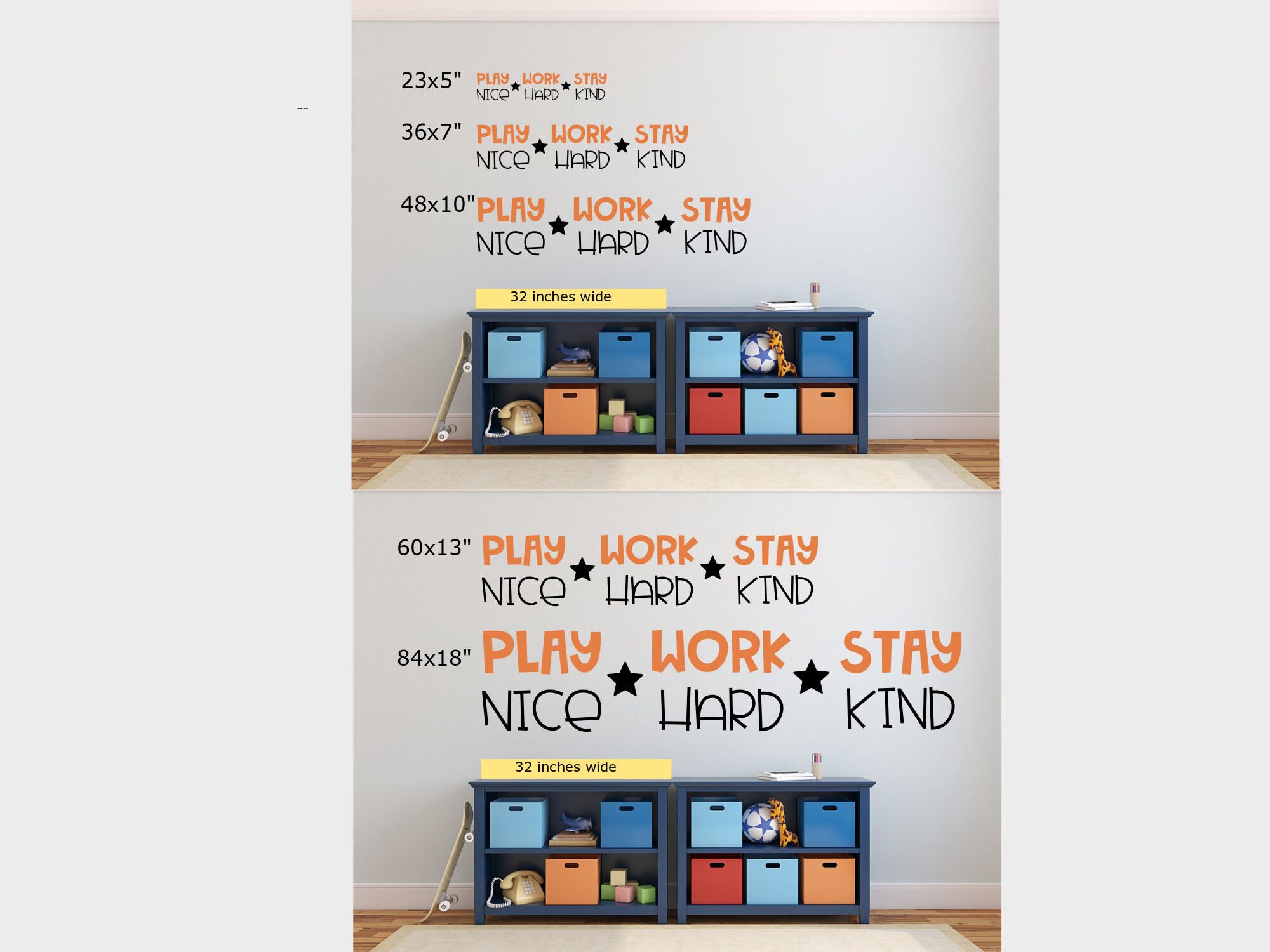 Play Nice Work Hard Stay Kind Classroom Decal Kids Room - Etsy