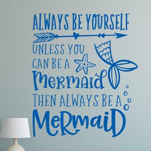 Mermaid Wall Decal- Mermaid Vinyl Decal- Girls Wall Decal- Mermaid Wall ...