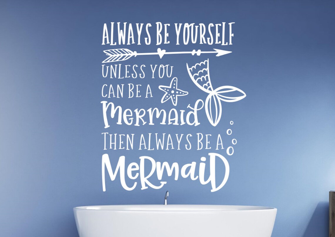 Mermaid wall decal Mermaid vinyl decal Girls wall decal | Etsy