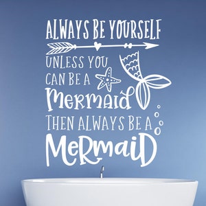 Mermaid Wall Decal- Mermaid Vinyl Decal- Girls Wall Decal- Mermaid Wall ...