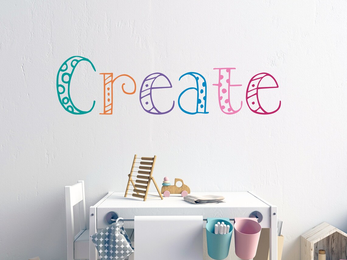 Craft Room Wall Decal Multi-colored Create Wall Decal Art | Etsy