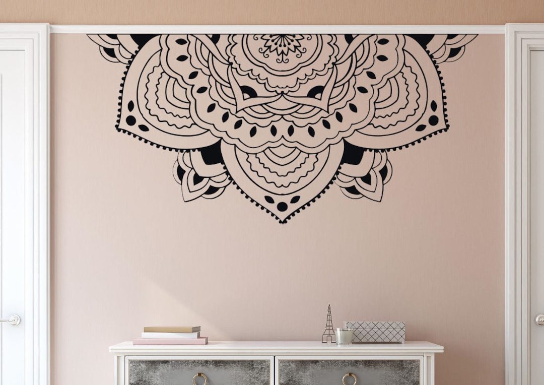 Mandala Vinyl Decal- Half Mandala Decal- Mandala Vinyl Sticker- Half ...